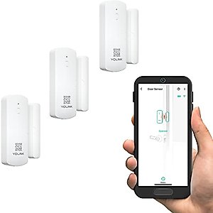 YoLink 1/4 Mile World's Longest Range Wireless Door Sensor, Android-iOS App Smart Door Window Sensor, Compatible with Alexa, IFTTT, Home Assistant, 3 Packs - YoLink Hub Required