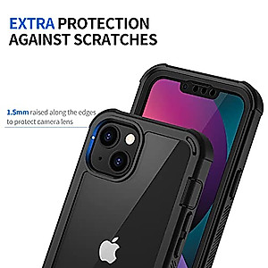 seacosmo iPhone 13 Mini Case 5.4 Inch, Full Body Shockproof Cover [with Built-in Screen Protector] Slim Lightweight Heavy Duty Fit Bumper Protective Phone Case for iPhone 13 Mini - Black/Clear