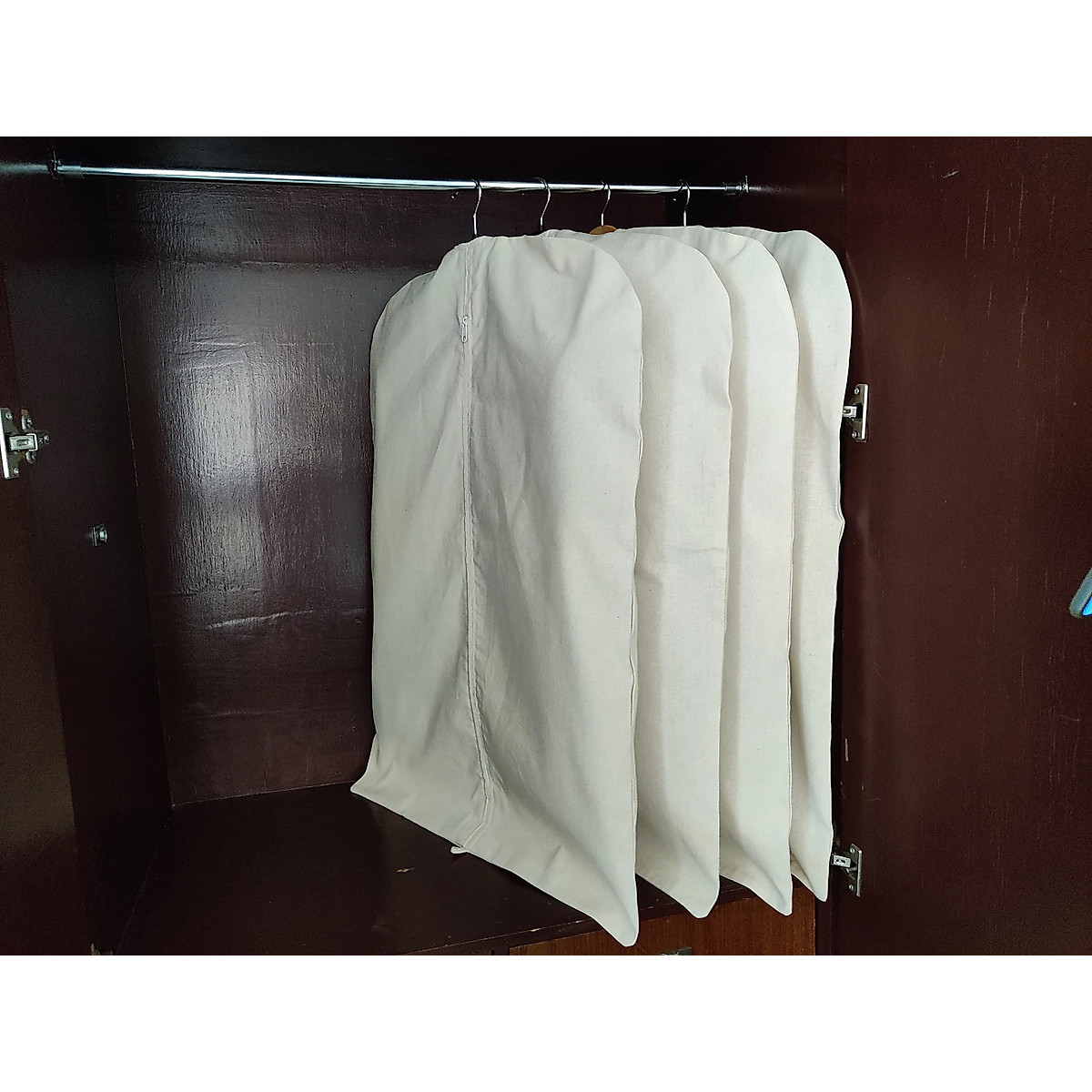 100% Cotton Canvas Garment Cover for Suits, Coats, Dresses; Travel Bag (Medium (24"x40"), Off-White)