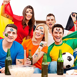 Qpout 14 Sheets Soccer Temporary Tattoos Soccer Ball Tattoos for Kids Boys World Cup Soccer Fake Tattoo Sticker, Children Birthday Party Bag & Stocking Filler Kids Game Gifts Party Favour Supplies