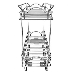 OCG Slide Out Cabinet Organizer for Narrow Cabinet (9" W X 21" D), 2 Tier Pull Out Shelves Slim Sliding Cabinet Organizer and Storage, Chrome