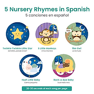 Binibi Spanish Musical Book for Toddlers 1-3 Estrellita ¿Dónde Estás? & Other Nursery Rhymes | Spanish Learning for Kids | Bilingual Children's Book | Sound Book | Libro en español para bebés