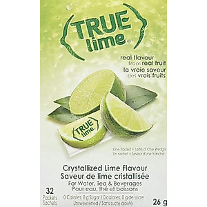 True Lime Water Enhancer, Bulk Dispenser Pack, 0 Calorie Drink Mix Packets, Sugar Free Flavoring Powder Made with Real Limes, 32 Count (Pack of 1)