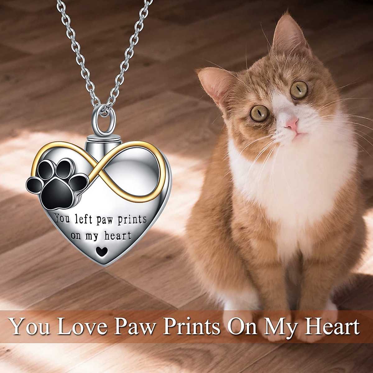 POPLYKE Infinity Heart Urn Necklace for Dog Sterling Silver Pets Ashes Necklace for Women Men Unisex Cremation Necklace Jewelry