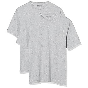 Amazon Essentials Men's Regular-Fit Short-Sleeve Crewneck Pocket T-Shirt, Pack of 2, Grey Heather, XX-Large