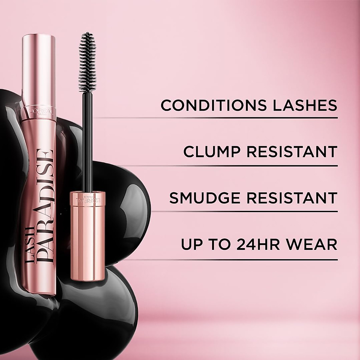 L'Oreal Paris Voluminous Makeup Lash Paradise Mascara, Voluptuous Volume, Intense Length, Feathery Soft Full Lashes, No Flaking, No Smudging, No Clumping, Mystic Black, 0.25 Fl Oz (Pack of 2)