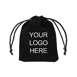 TOPTIE Custom 50 PCS Velvet Gift Wrap Bags with Drawstrings, 4"x6" Logo Print Jewelry Pouches for Wedding Favors