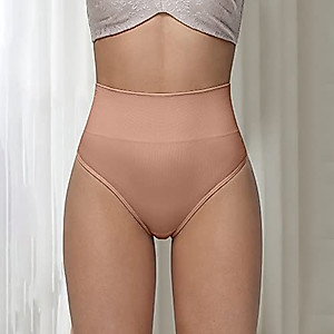 SHARICCA High Waisted Thongs for Women Seamless No Show Womens Panties Thong Underwear Multiple Pack, S, 7P01