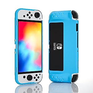 Protective Case for Nintendo Switch OLED, Soft Silicone Switch OLED Case with Game Storage - Black