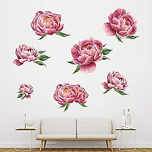 Large Peony Wall Decal Wall Sticker, Home Decor 40CM x200CM, Peel and Stick Removable Giant Wall Stickers Wall Mural for Kids Nursery Bedroom Living Room