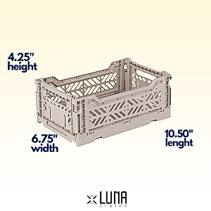 Collapsible Storage Box, Foldable Crate Organizer Bin with Handle, Stackable Crates for Home Organization (Sand-Green-Ivory, 4L - 3-Pack)