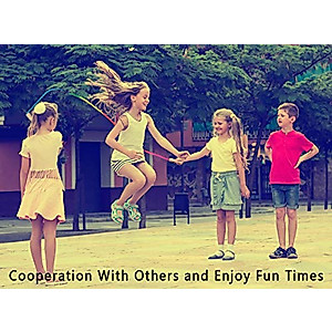 16 FT Long Jump Rope for Kids, 2 Pack Adjustable Double Dutch Skipping Rope with Wooden Handle, Multiplayer Rainbow Jumping Rope for Outdoor Fun, School Sport, Party Game