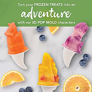 Tovolo Silicone Popsicle Molds with Sticks (Dino) - Ice Pop Molds with 4 Cavities for Homemade Flavored Ice Pops & Frozen Snacks - Popsicle Maker with Drip-Guards, Dishwasher Safe & BPA-Free