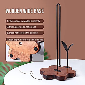 Paper Towel Holder Countertop with Real Wood Base, Farmhouse Paper Towel Holder Stand for Kitchen Roll Organize, Wooden Paper Towel Holder for Kitchen Dining Table Home Decor