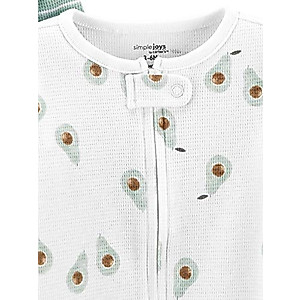 Simple Joys by Carter's Baby Boys' 2-Way Zip Thermal Footed Sleep and Play, Pack of 2, Stripe, 0-3 Months