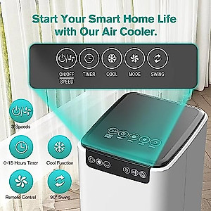 41'' Portable Air Conditioners, 3-1 Evaporative Air Cooler w/Remote, 15H Timer, 90° Swing, Portable AC with 1700ML Water Tank, 8 Ice Boxes, 3 Modes 3 Speeds Cooling Tower Fan For Room Home Office