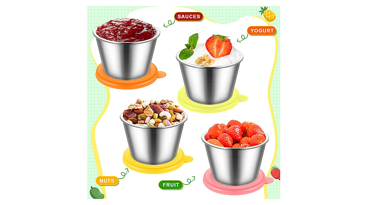 12 Pack Rainbow Sauce Containers - Reusable & Portable