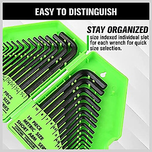 SWANLAKE 32PCS Hex Key Set, Allen Wrench Set Inch/Metric MM(0.7mm-10mm) SAE(0.028"-3/8)
