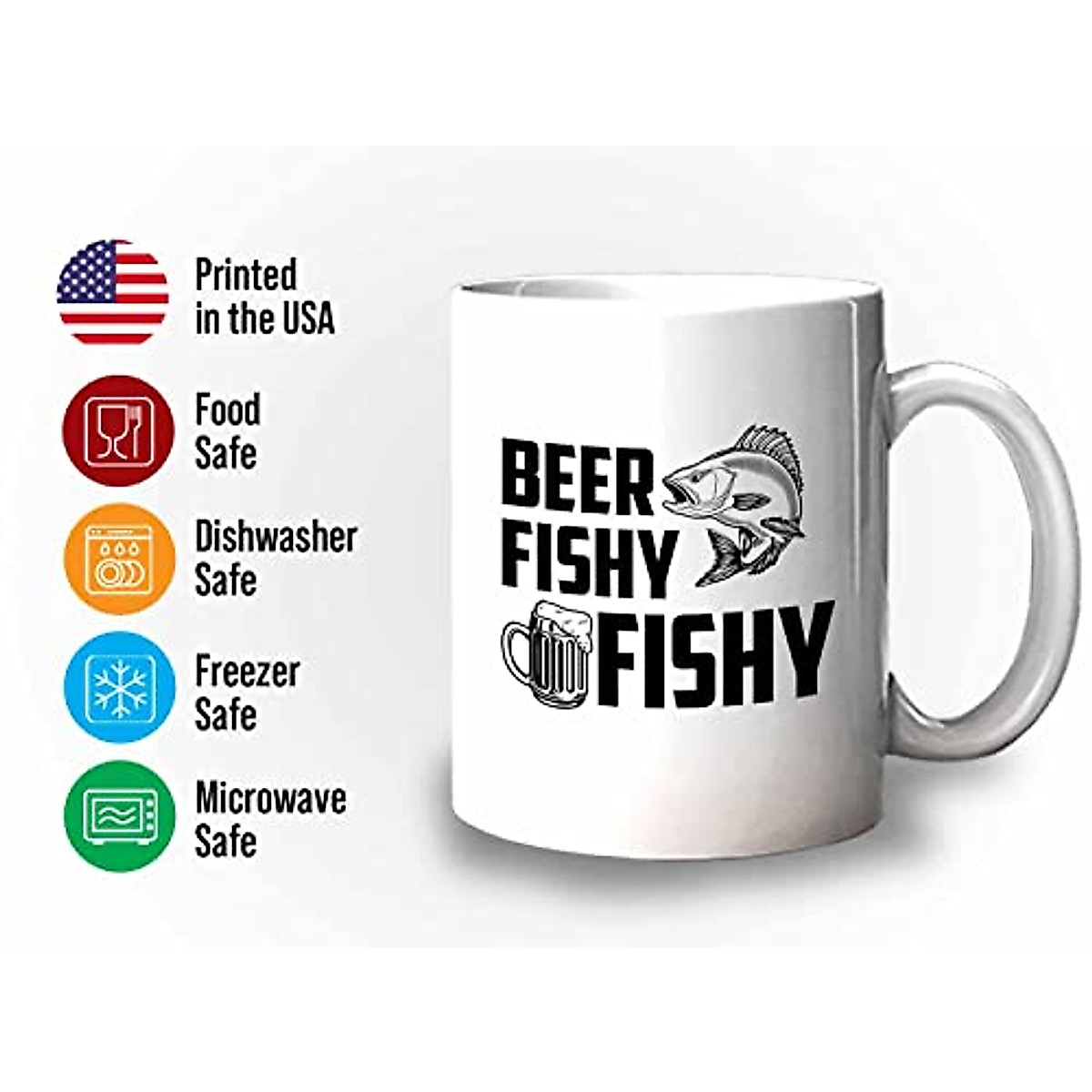 Fisher Coffee Mug 11oz White - Beer Fishy Fishy - Fisherman Funny Witty Fish River Fishing Lures Flounder Net Alcoholic Lover