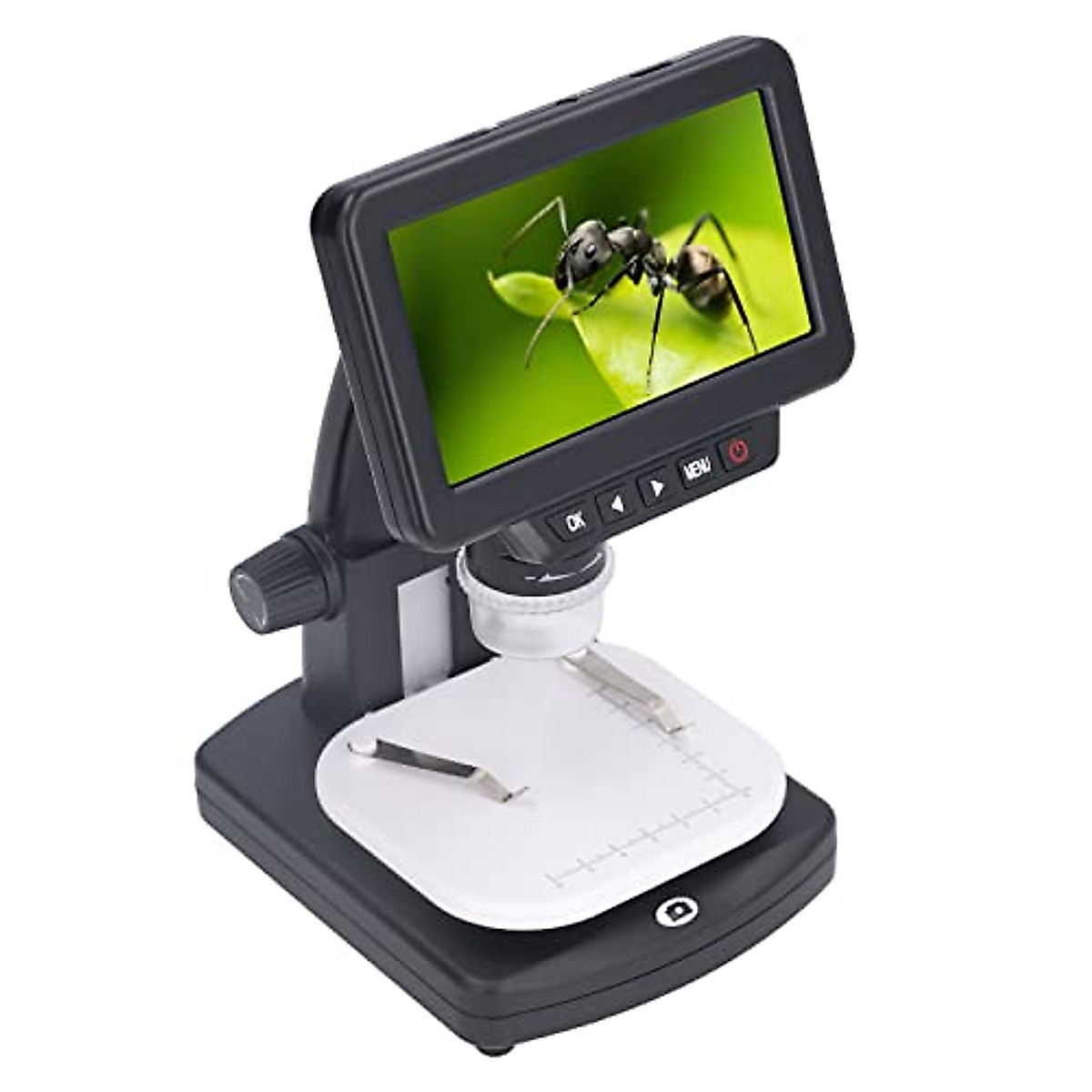 LCD Digital Microscope, 5.0-inch LCD Digital Microscope, 1080P 1500x Magnification Video Microscope Camera with 5MP Image Sensor, PC View WindowsMac OS Compatible 100-240V (US