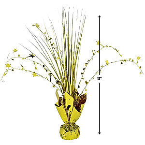 Amscan Gold Foil Spray Table Centerpieces - 12" (Pack of 12) - Easy to Display Gold Decorations - Ideal Table Decorations and Party Supplies for Christmas Decorations, Wedding, New Year's Eve & More