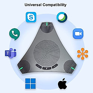 Conference Speaker and Microphone, 360° Omnidirectional USB Speakerphone Microphone with USB Hub, Noise Reduction/Echo Cancellation Computer Microphone for 8-10 People Business Conference, Home Office