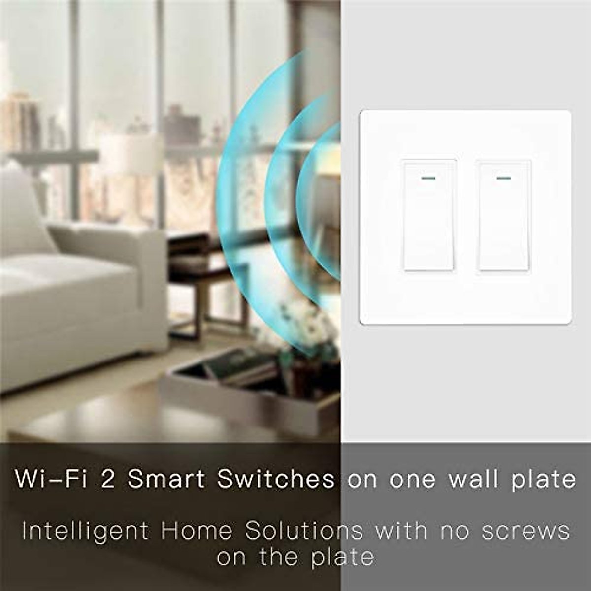 MOES WiFi Smart Light Switch, 2 Gang No Screw Panel Smart Life/Tuya App Wireless Remote Control Wall Switch Timer for Lights, Compatible with Alexa, Google Home, Neutral Wire Required, No Hub Required