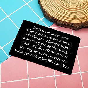 Engraved Wallet Inserts Card,Long Distance Couples Gift for Boyfriend,Long Distance Gift,Metal Wallet Love Note Card for Him Her,Military Deployment Gift for Husband Christmas Birthday Gift for Men