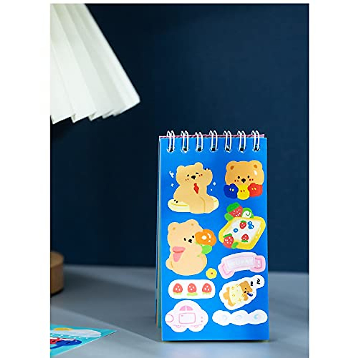 ANKOMINA 50 Sheets Cute Bear Sticker Spiral Book Small Cartoon Animal Decorative Stickers Korean Stationery for DIY,Journal,Scrapbooking,Laptop,Phone,Luggage,Water Bottle
