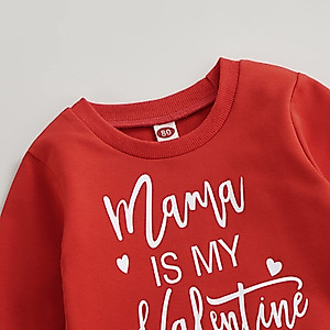 Infant Baby Girl Boy Valentine 's Day Outfit Long Sleeve Crewneck Sweatshirt Pullover Tops Shirts Fall Winter Clothes (V-Red, 6-12 Months)