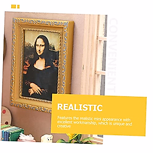 Toyvian Dollhouse Accessories Mini Photo Frame Toy Miniature Scene Furniture Miniatures Oil Painting Tiny Oil Painting Craft Simulated Mona Lisa Painting Exquisite Oil Painting Doll House