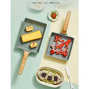 MIHUNTER Japanese Omelette Pan Nonstick Tamagoyaki Egg Pan,Retangle Small Frying Pan,with Silicone Spatula & Brush,Non-Stick Coating (PFOA Free) - 20 x 15cm