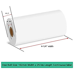 KCMYTONER 3 Roll Compatible for Brother RDM01U5 4" x 29.3m Continuous Length Paper Thermal Receipt Paper Rolls Use for RJ4030 RJ4030-K RJ4030M RJ4030M-K RJ4040 RJ4040-K Label Printer