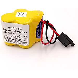 BATTEMALL (4-Pack) BR-2/3AGCT4A 6V 4400mAh Replacement Battery for Panasonic FANUC A98L-0031-002 (Black Connector)