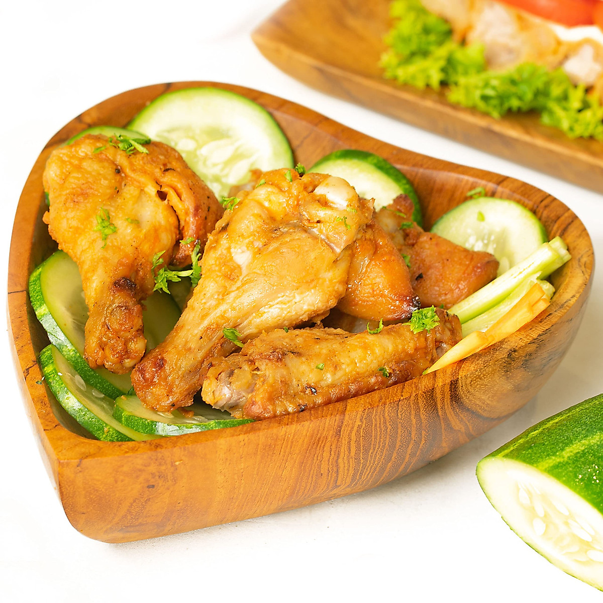 Rainforest Bowls Set of 2 Javanese Teak Wood Heart Bowls- 5" Diameter- Perfect for Daily Use, Hot & Cold Friendly, Ultra-Durable- Exclusive Luxury Custom Design Handcrafted by Indonesian Artisans