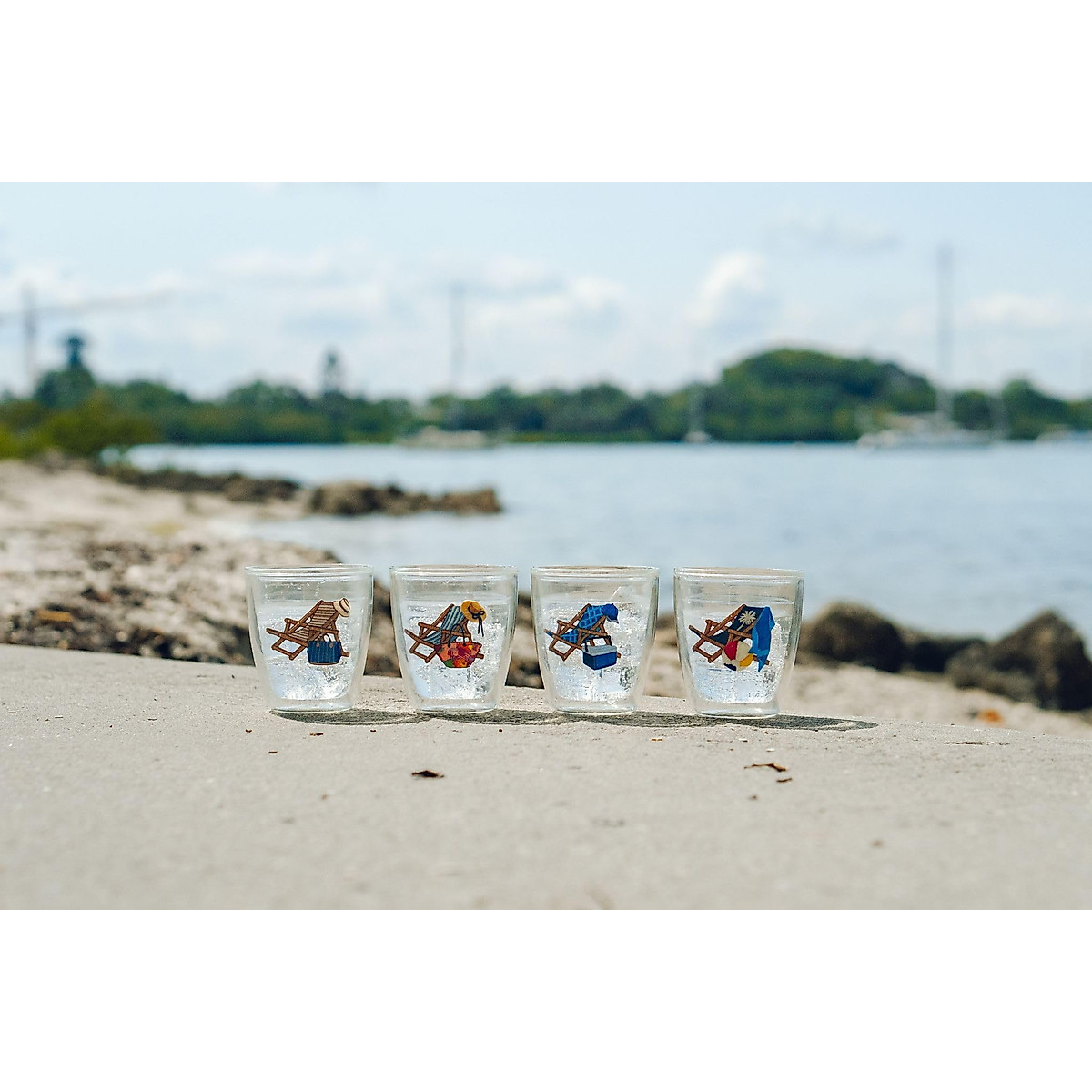 Tervis Barefoot Beach Collection Made in USA Double Walled Insulated Tumbler Travel Cup Keeps Drinks Cold & Hot, 12oz - 4pk, Classic