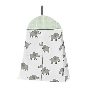 Sweet Jojo Designs Mint, Grey and White Watercolor Elephant Safari Baby Unisex Crib Bedding Set - 4 Pieces