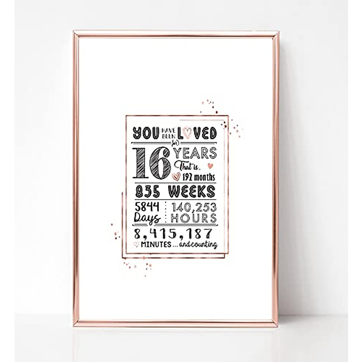 Katie Doodle Rose Gold Sweet 16 Birthday Decorations - Cute Guest Book Alternative - Great Sweet 16 Gifts for Girls or 16th Birthday Decorations for Girls - 11x17 inch Poster [Unframed] Rose Gold