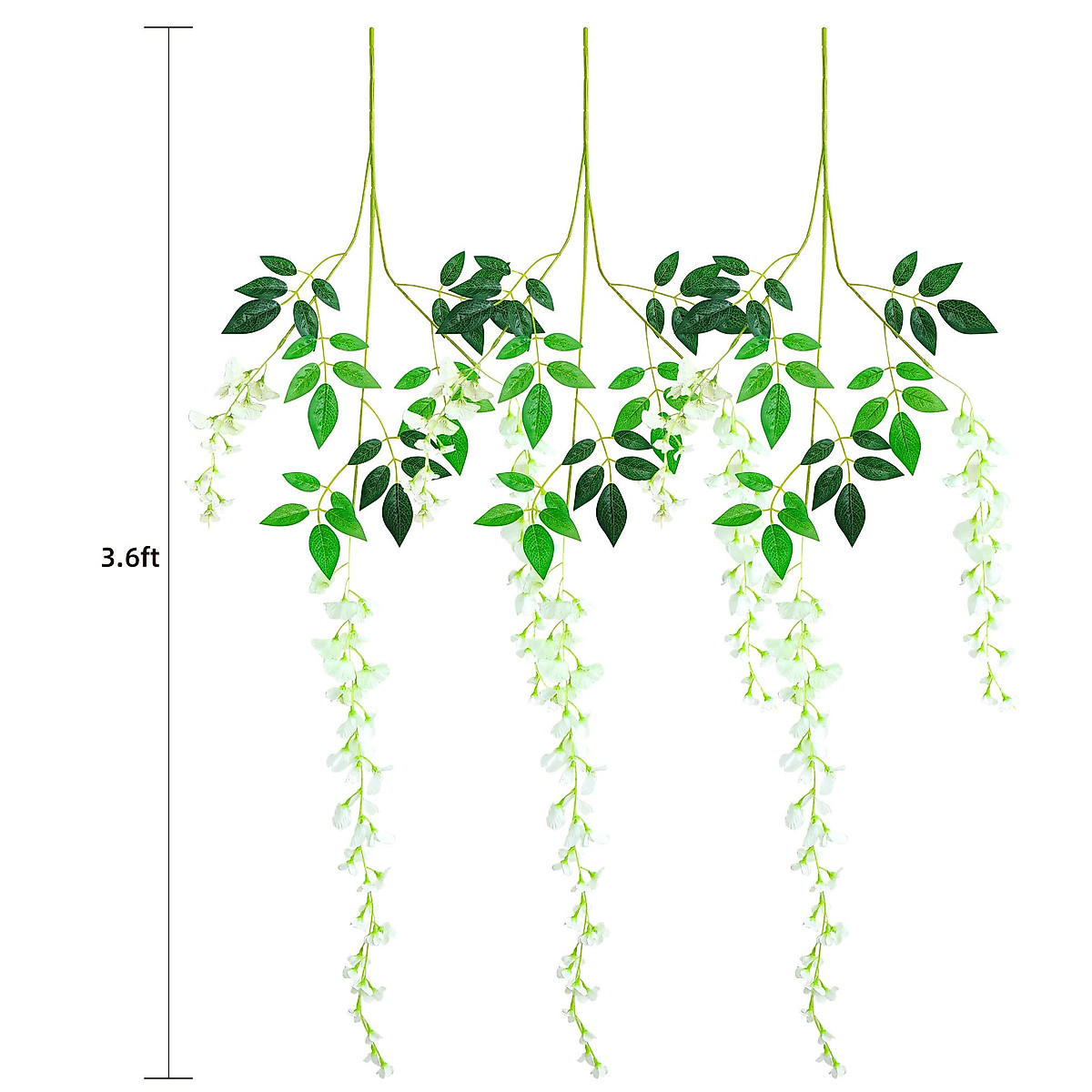 TINGE TIME Wisteria Artificial Flowers Garland, 12Pcs Artificial Wisteria Vine Silk Hanging Flower for Home Garden Outdoor Ceremony Wedding Arch Floral Decor