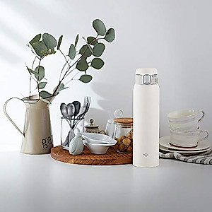 Zojirushi SM-SF60-WM Water Bottle, Direct Drinking, One-Touch Opening, Stainless Steel Mug, 20.3 fl oz (600 ml), Pale White