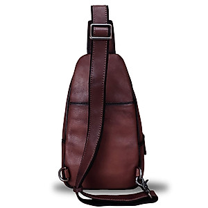Genuine Leather Sling Bag Hiking Sling Backpacks Fanny Pack Vintage Handmade Crossbody Chest Daypack Shoulder Bag (Coffee)
