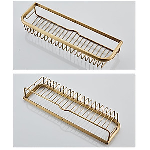 Antique Brass Bathroom Shelf Shower Organizer Caddy Wall Mounted Shampoo Holder Basket