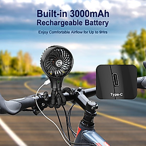 MORECORE Auto Oscillating Clip Fan for Exercise Bike/Treadmill, Portable & Rechargeable Battery with Flexible Tripod, Design for Exercise Machine GYM Workout