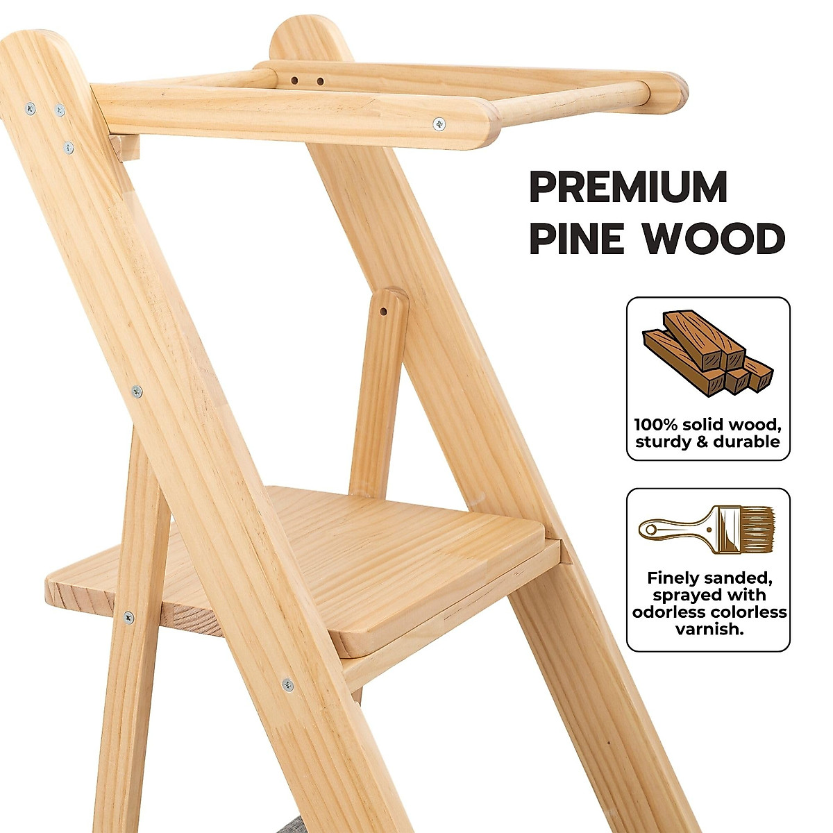 comax Toddler Tower Kitchen Stool Helper, Kids Kitchen Step Stool, Toddler Stool Kitchen Counter Standing Tower for Toddlers 1-3, Nursery Stand Ladder Toddler Helper Tower