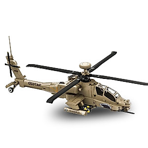 DAHONPA AH-64 Apache Helicopter Military Army Airplane Building Bricks Set, 255 Pieces Air-Force Build Blocks Toy, Gift for Kid and Adult.
