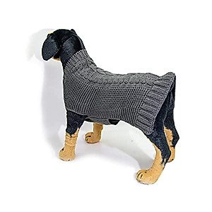 Ganfanren Dogs Sweater Knitted Winter Pullover Pet Coat Clothes (Grey Braided, Small)