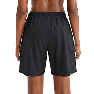 SANTINY Women's Hiking Cargo Shorts Quick Dry Lightweight Summer Shorts for Women Travel Athletic Golf with Zipper Pockets(Black_XXL)