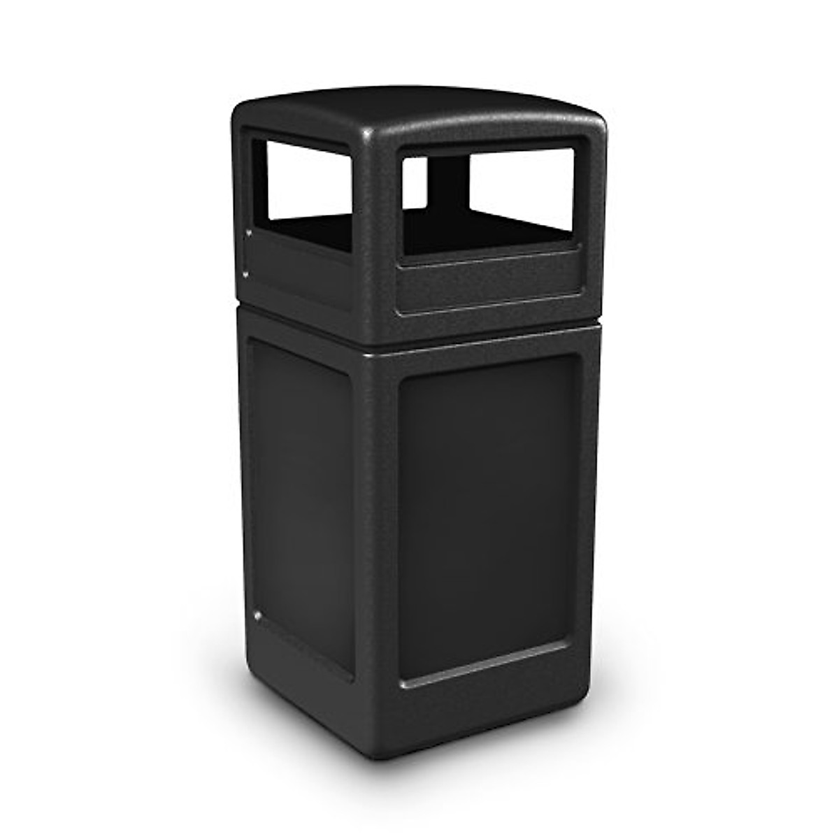 Commercial Zone-73290199 PolyTec 42 Gallon Square Waste Container, Black & Umbra Vento Open Top 16.5-Gallon Kitchen Trash Large, Garbage Can for Indoor, Outdoor or Commercial Use, Black/Nickel