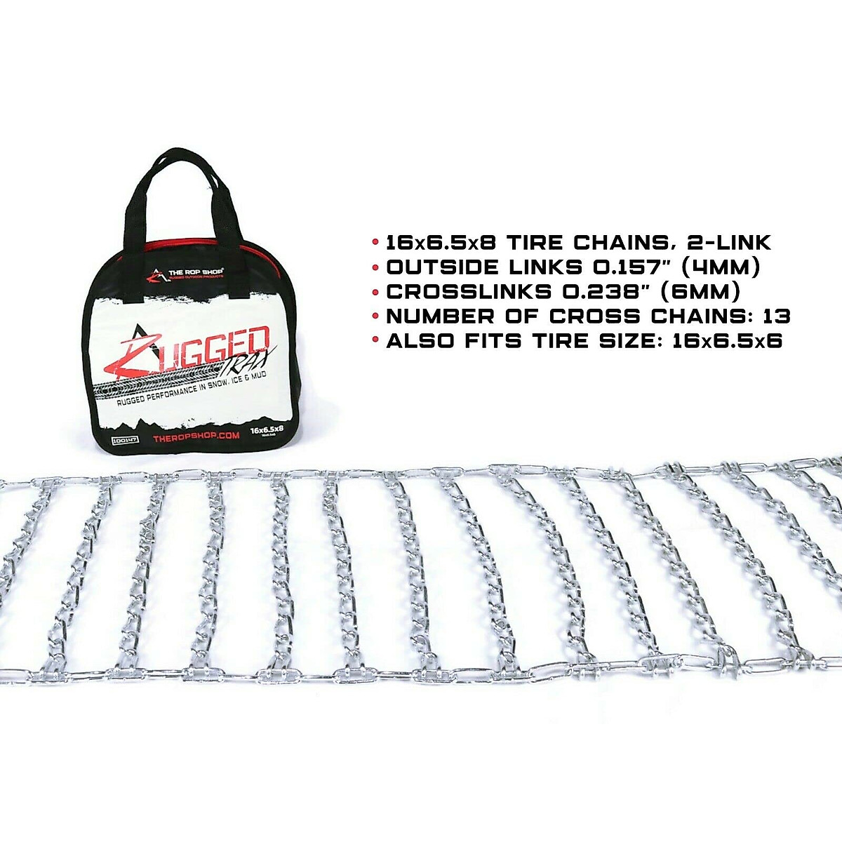 The ROP Shop | Pair of 2 Link Tire Chains 16x6.5x8 for Troy-Bilt & Ariens Snow Blower & Thrower