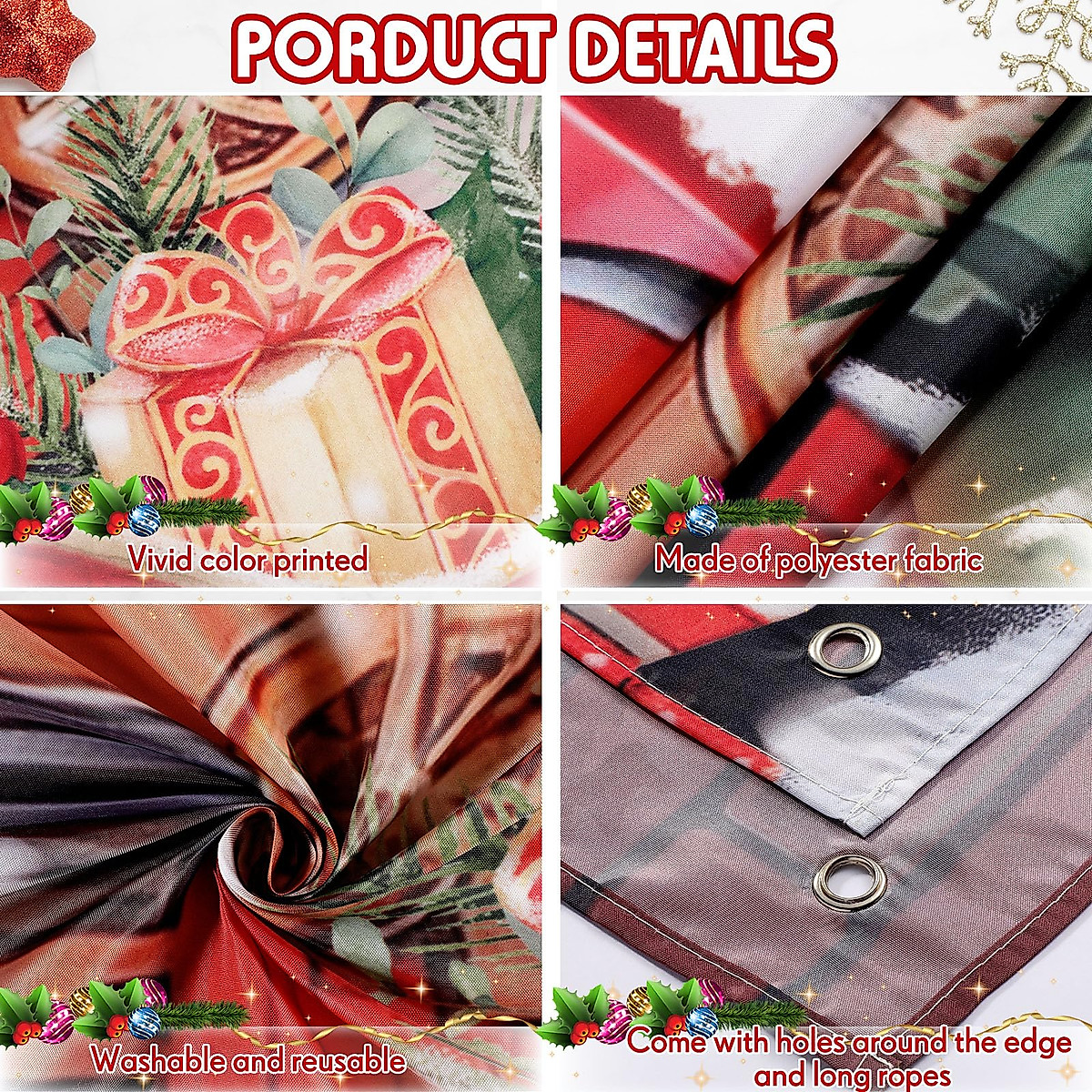 Wovweave Christmas Garage Wall Banners - Black Santa Decorations for Xmas Party Background Supplies